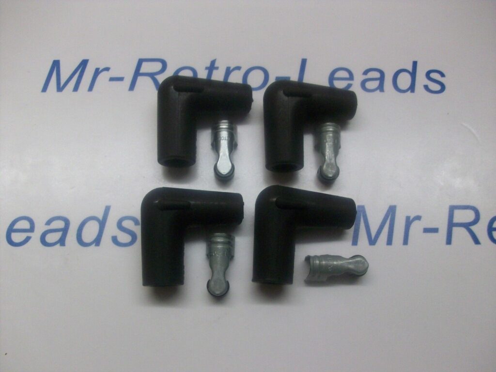 Black Silicone Spark Plug Rubber Boot Fitting Plus 4 X Terminals 4 X 90 ...
